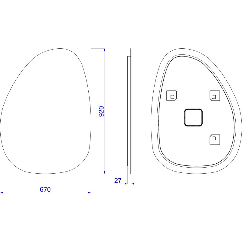 Dali Mirror with Irregular Shape and LED Lighting Dimension 67x92 cm