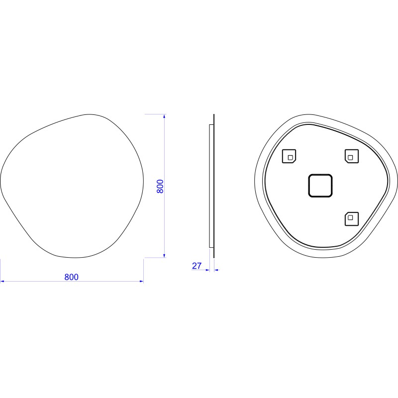 Dali 3 Mirror with Irregular Shape and LED Lighting Dimension 80x80
